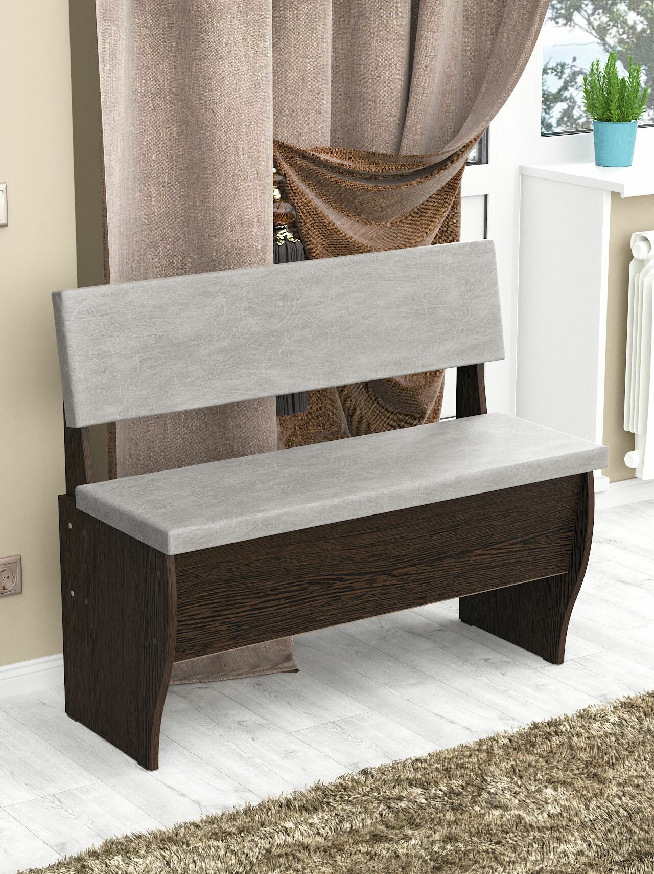 Скамья №2 для кухни с ящиком и спинкой