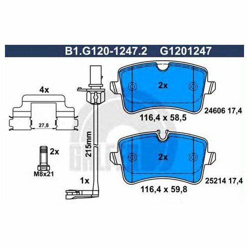 Комплект задних тормозных колодок Galfer B1G12012472