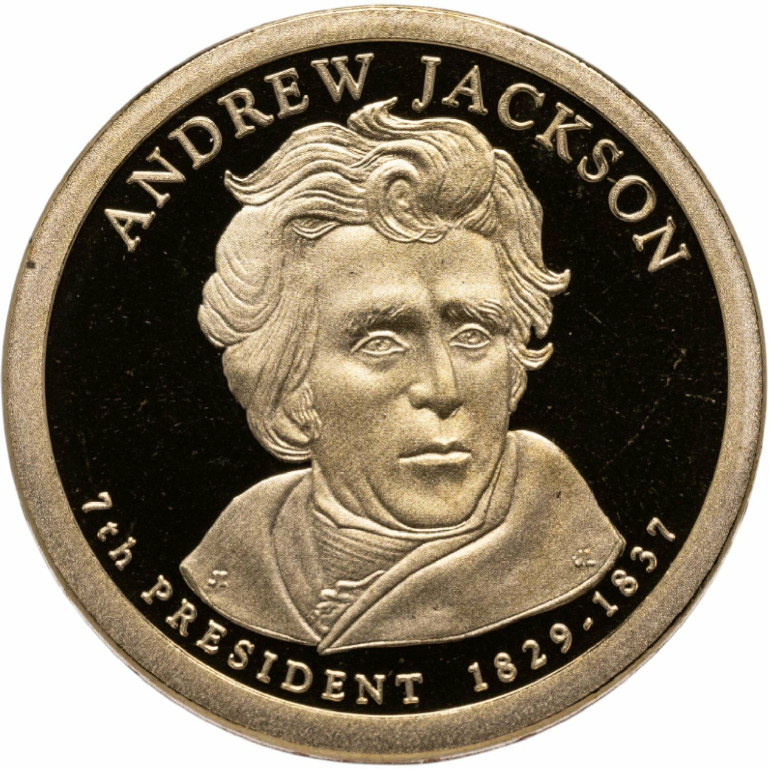 США 1 доллар dollar 2008 S Proof "Эндрю Джексон 7-й президент США" знак монетного двора "S" - Сан-Франциско, Медь