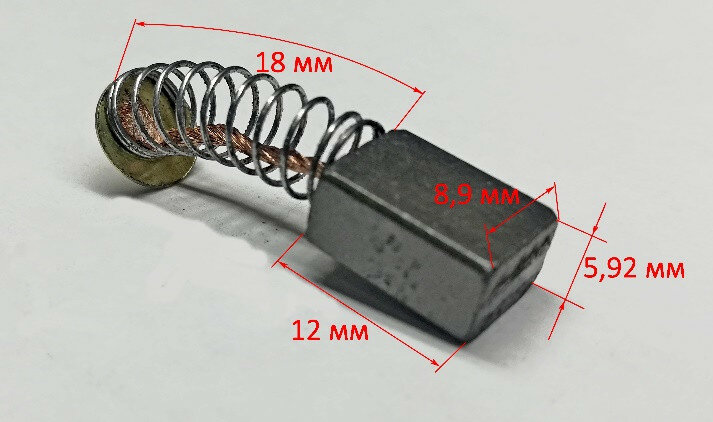 Угольная щётка 6х9х12мм для Р-82/800 YTA, P-82CT, P-82/1100, ЛШМ-75/800 YHV 61/79/77