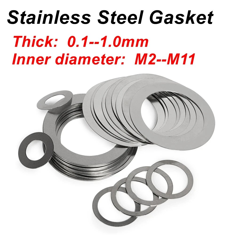 Шайбы RYBZJ из нержавеющей стали M2-M11 Thick 0.5mm, 8x12xThick (50Pcs)