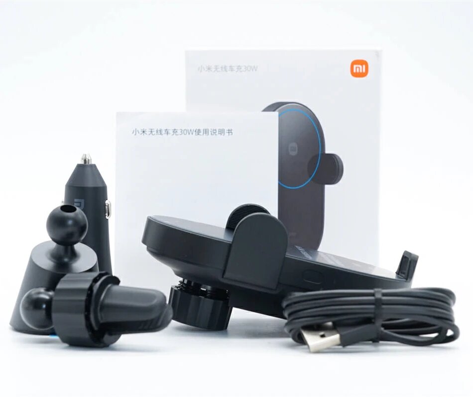Комплект беспроводного зарядного устройства Xiaomi Mi 30W Max, автоматический сенсорный кронштейн для быстрой зарядки с автомобильным зарядным устройством
