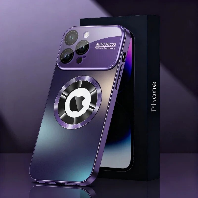 Новый титановый металлический роскошный матовый чехол для iPhone 17, 16, 15, 14, 13, 12 Pro Max Plus, защитная крышка для камеры со стеклянным объективом Magsafe Purple, For iPhone 15Pro Max