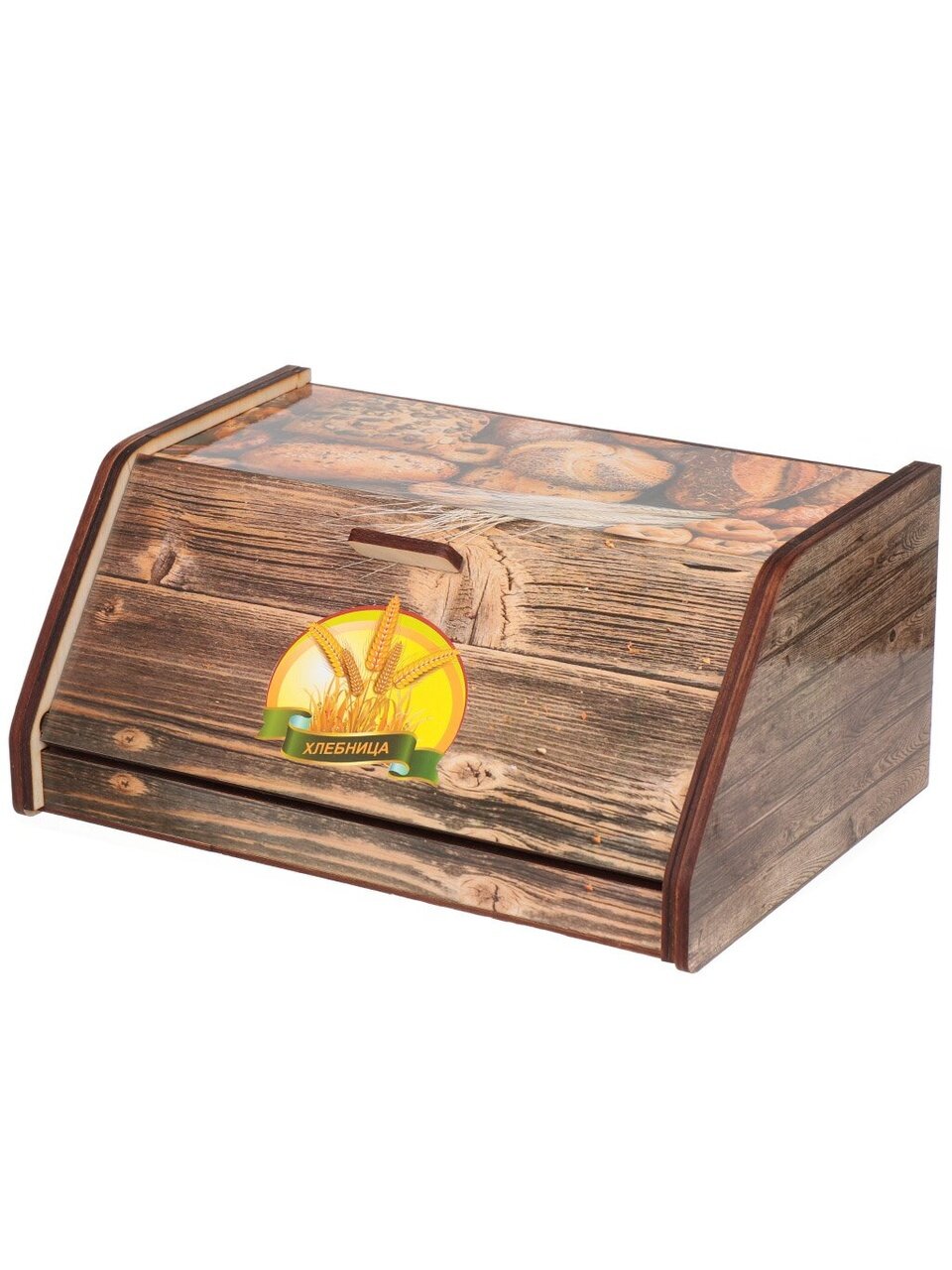 Хлебница деревянная 38.5х27х17.5 см ХЛ-3, для хлеба и выпечки, Китай, гладкое дно