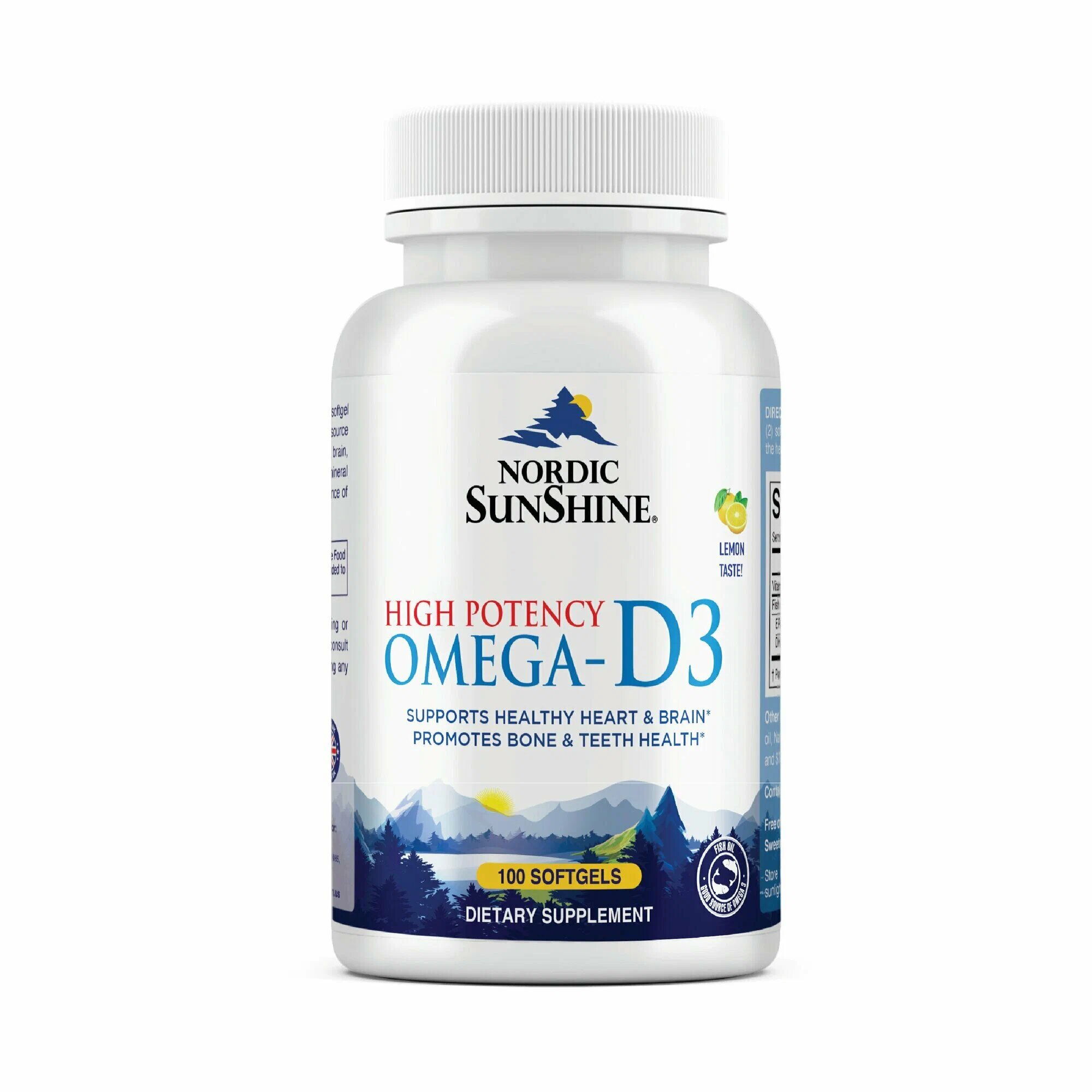 Nordic SunShine High Potency Omega-D3 100 софтгелей 1280 мг с лимоном