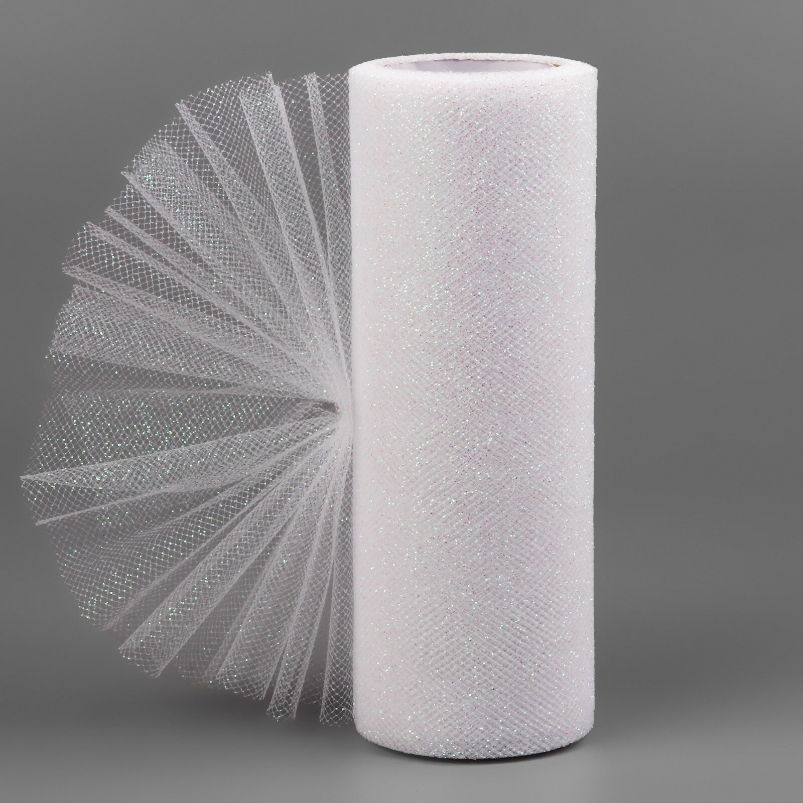 Фатин с глиттером, 15 см, 9±0.5 м, 11±1 г/м², белый №1