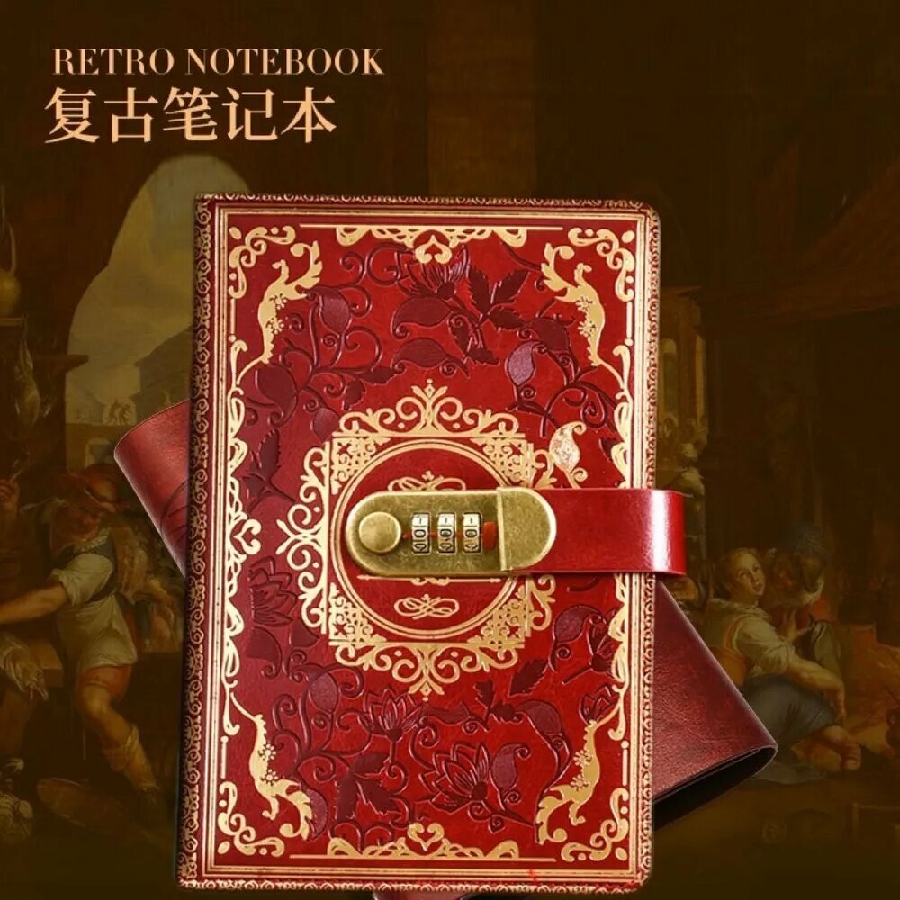 Винтажный блокнот с кодовым замком "Password Protected", Подарок