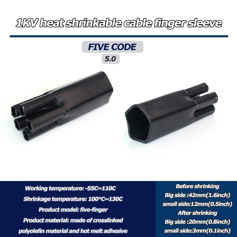 Термоусадочная трубка с клеевой изоляцией для разделения кабелей 5.0(10-16mm2), 5Pcs
