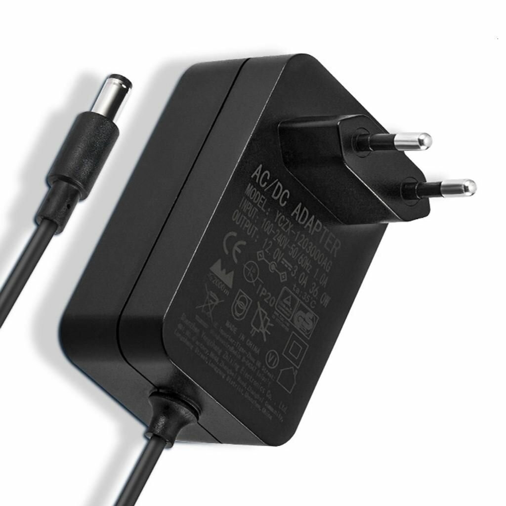 Компактный адаптер питания 36W с евровилкой, устойчивый к высоким температурам, для путешествий, ДК 5,5х2,1 - 12V3A