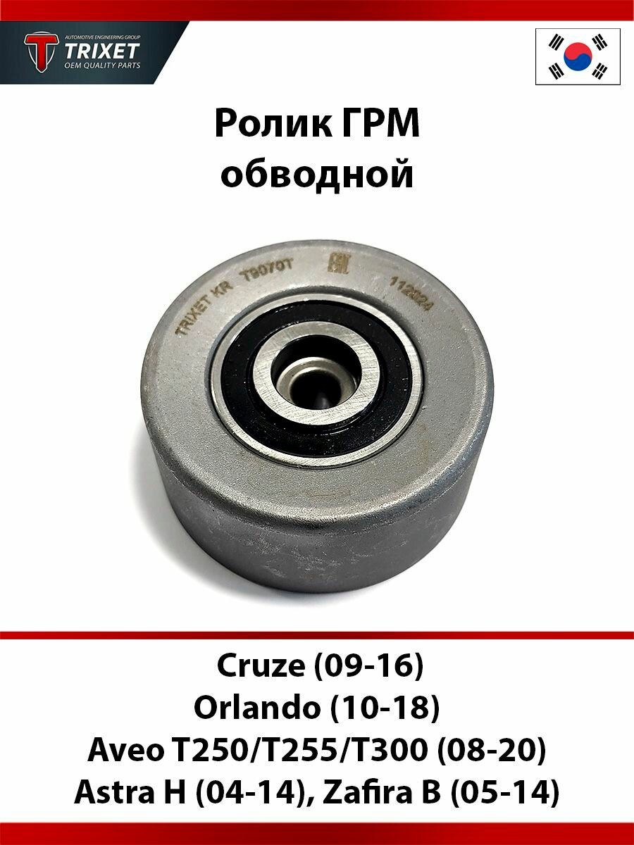 Обводной ролик ГРМ TRIXET для автомобилей Chevrolet Cruze, Orlando, Aveo T250/T255/T300, Opel Astra H, Zafira B