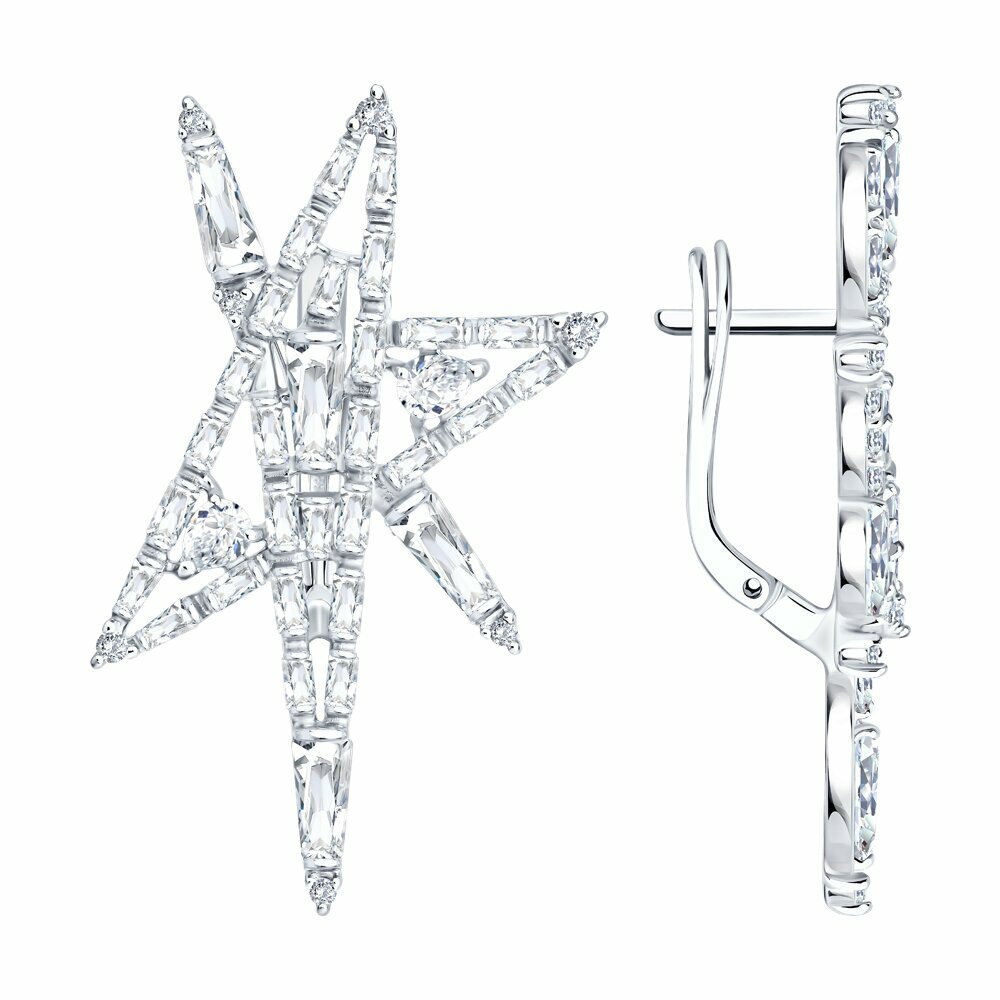 Серьги, серебро, 925 проба, фианит