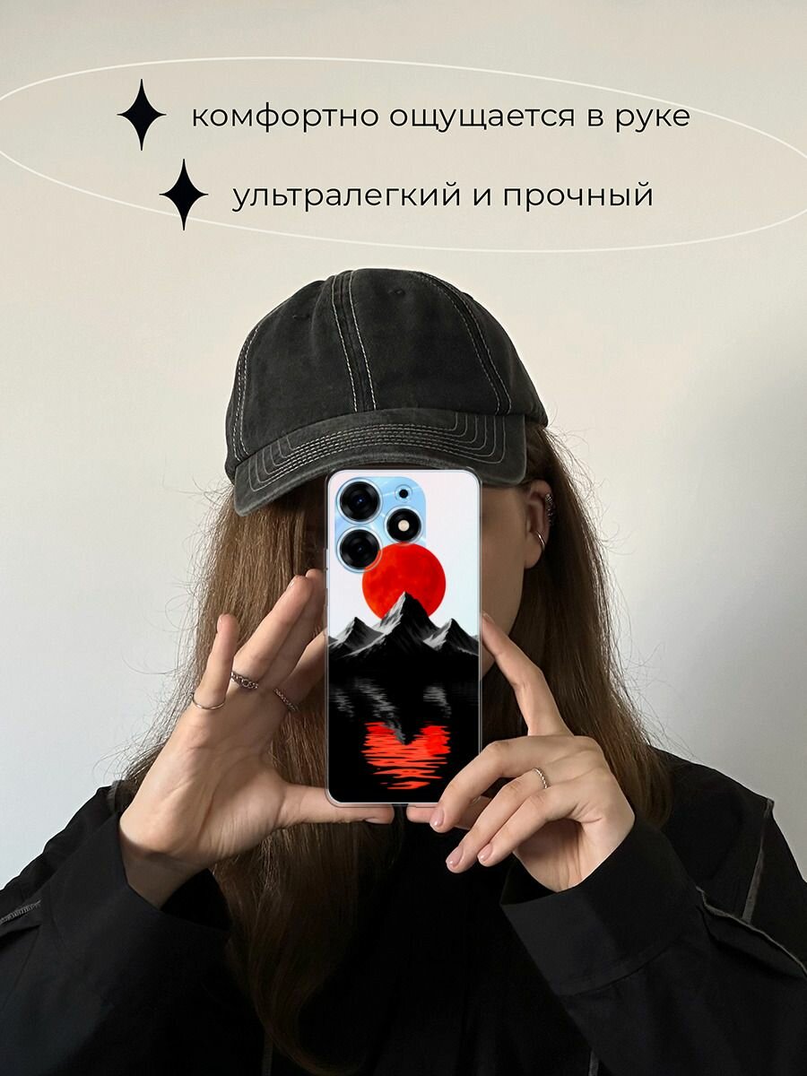 Чехол на Tecno Spark 10 Pro / Текно Спарк 10 Про с принтом Черная гора, прозрачный — фото 1