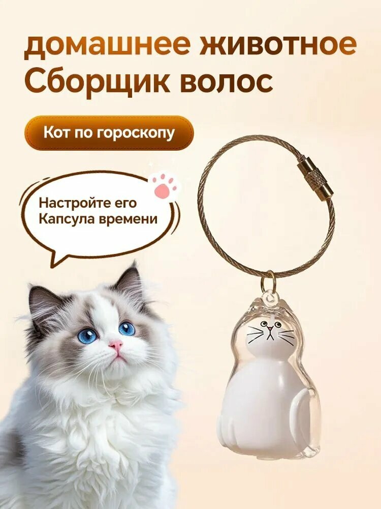 Брелок для кошачьей шерсти, хранение , Силиконовая Капсула Памяти с Функцией Сохранения , кошка