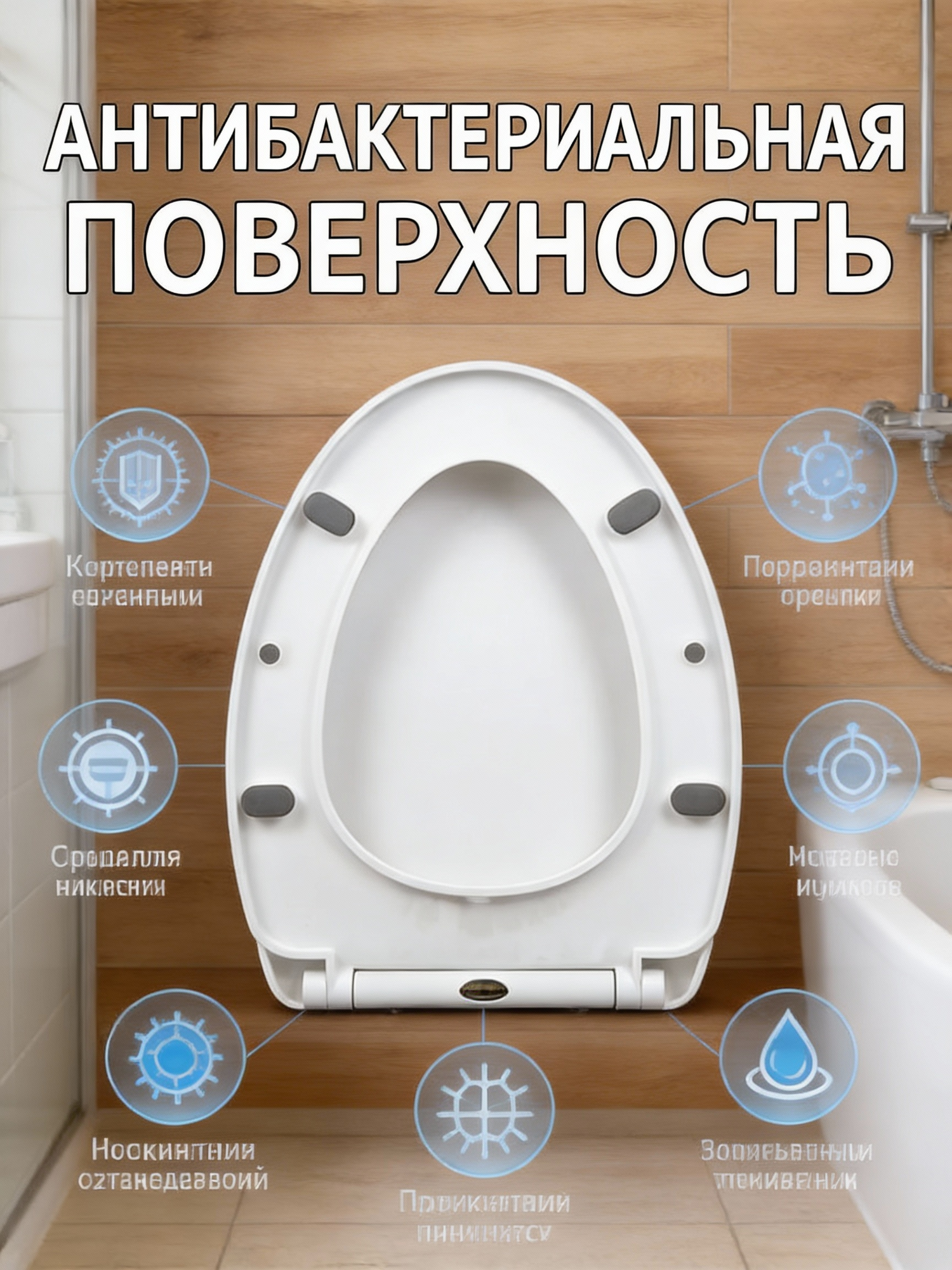 Усиленная крышка с плавным опусканием для унитазов Just, Delfi, SANTEK, SANITA, ROSA.
