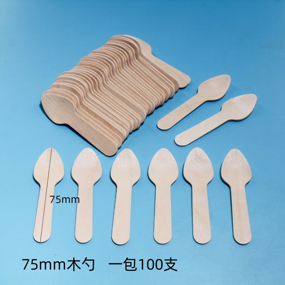 Одноразовые ложки, одноразовые деревянные вилки, деревянные ложки, деревянные ножи, набор из 50 деревянных ложек, кофейные палочки, десертные ложки