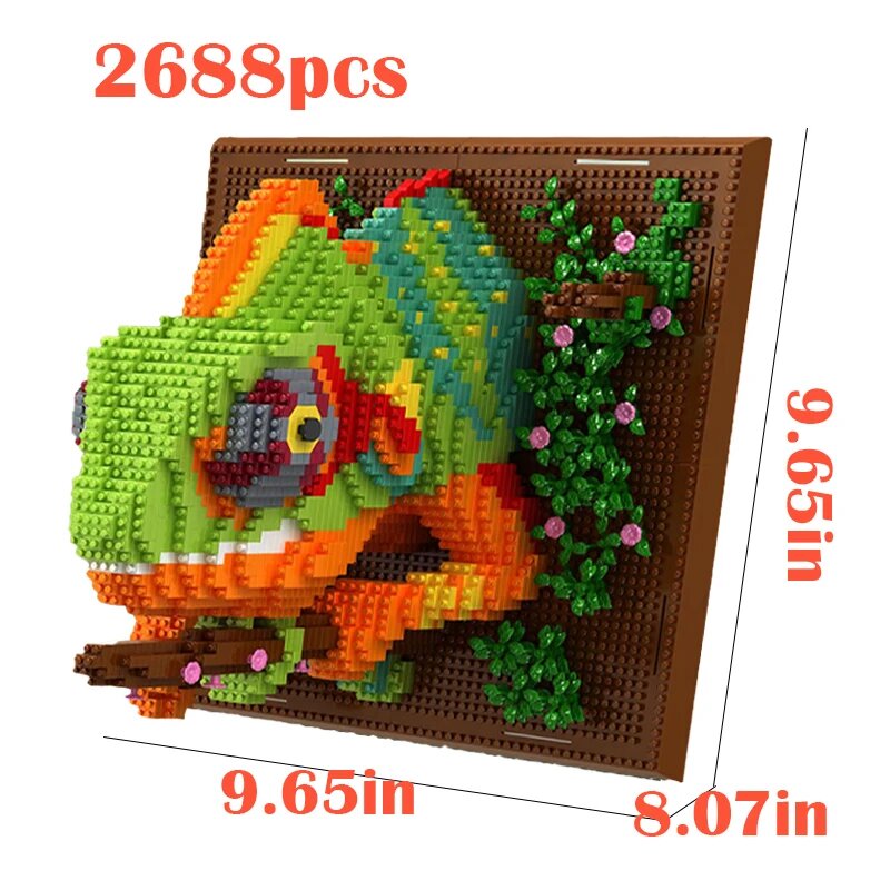 3D конструктор хамелеон 2688 деталей, пластик, без коробки