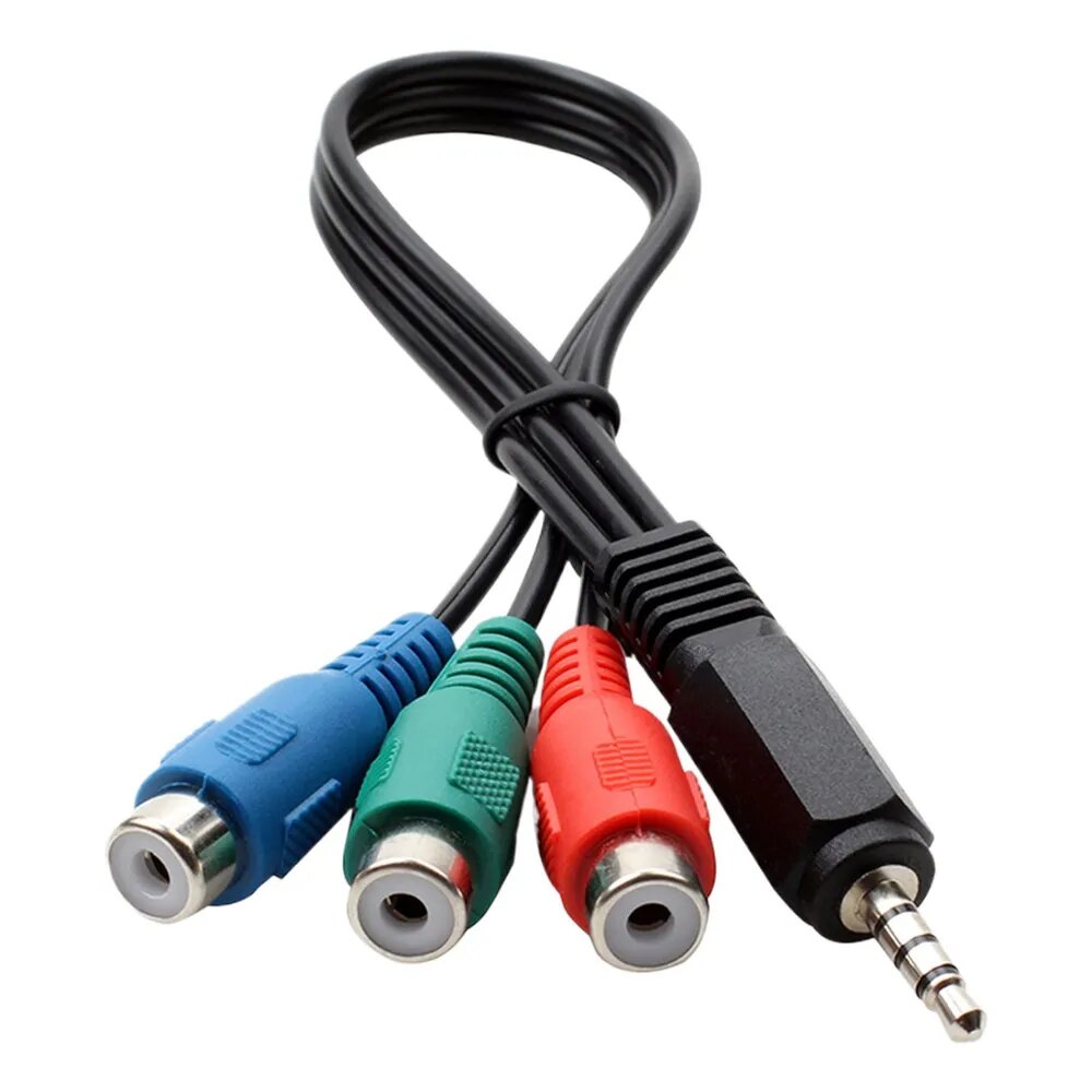 Видеокабель 3.5 мм/RCA, 0.15 м, разноцветный