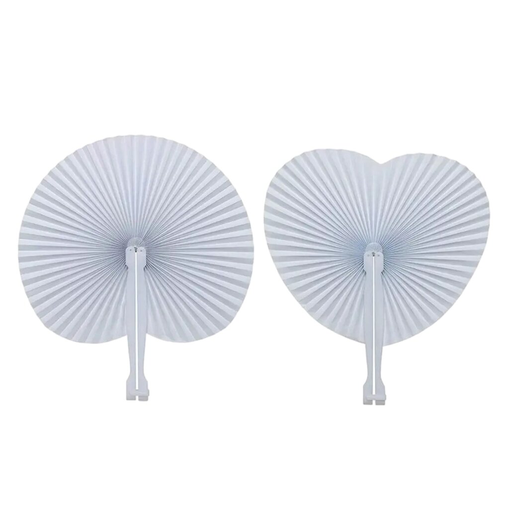 Многоразовые свадебные бумажные веера Круглые веера в форме сердца Белые бумажные складные веера