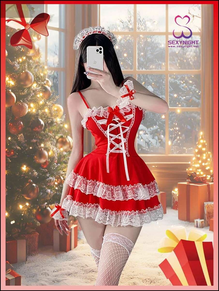 Эротическое белье женское, в стиле Деда Мороза, Костюм для ролевых игр, Новогодние подарки, SEXYMIDNIGHT