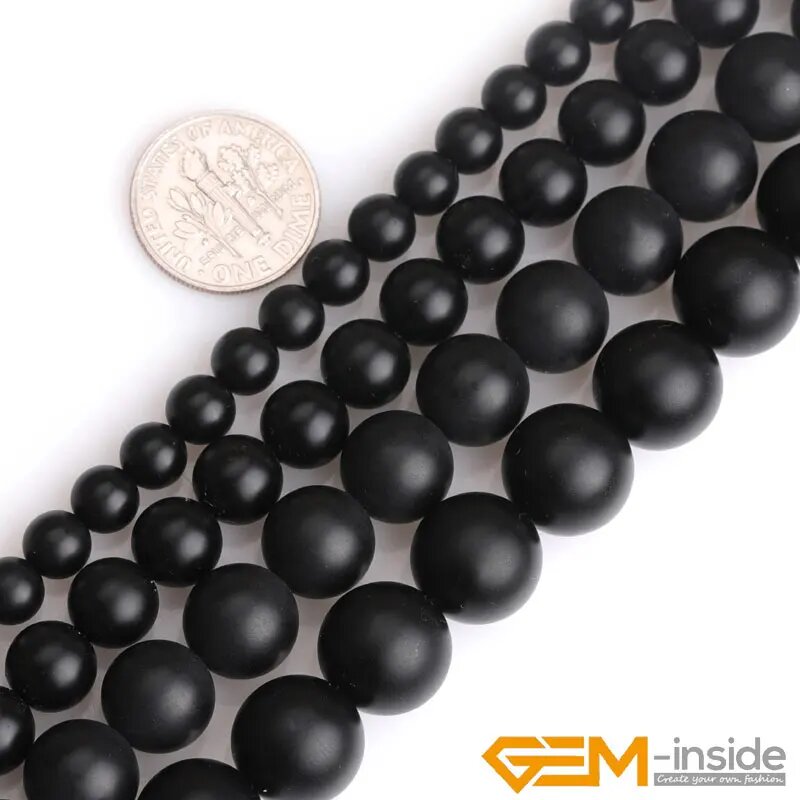 Бусины черные матовые 10 мм, 38 шт, Black Agate