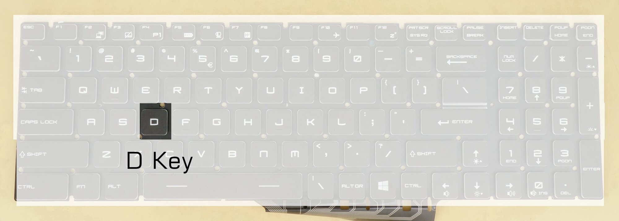 Клавиша для ноутбука MSI черная D Key