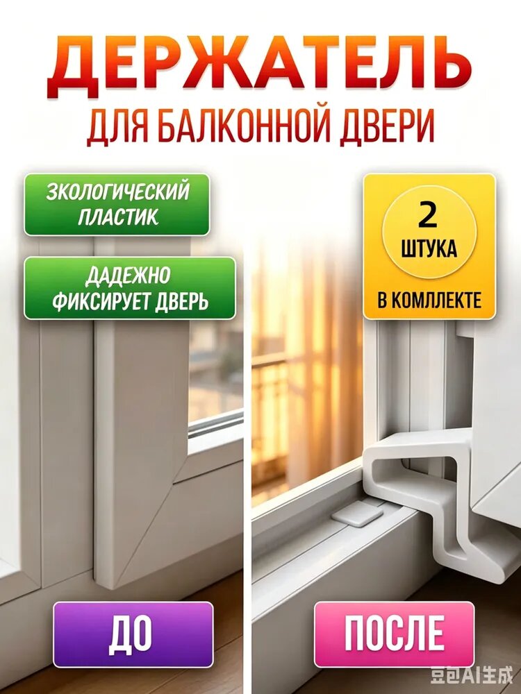 Фиксатор балконной двери, держатель двери балкона, держатель для окна 2 шт.