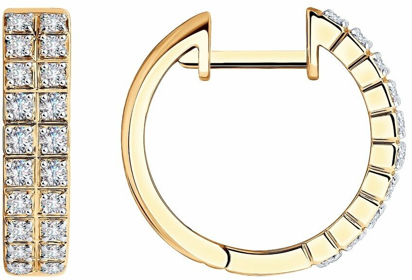 Серьги конго, красное золото, 585 проба, бриллиант