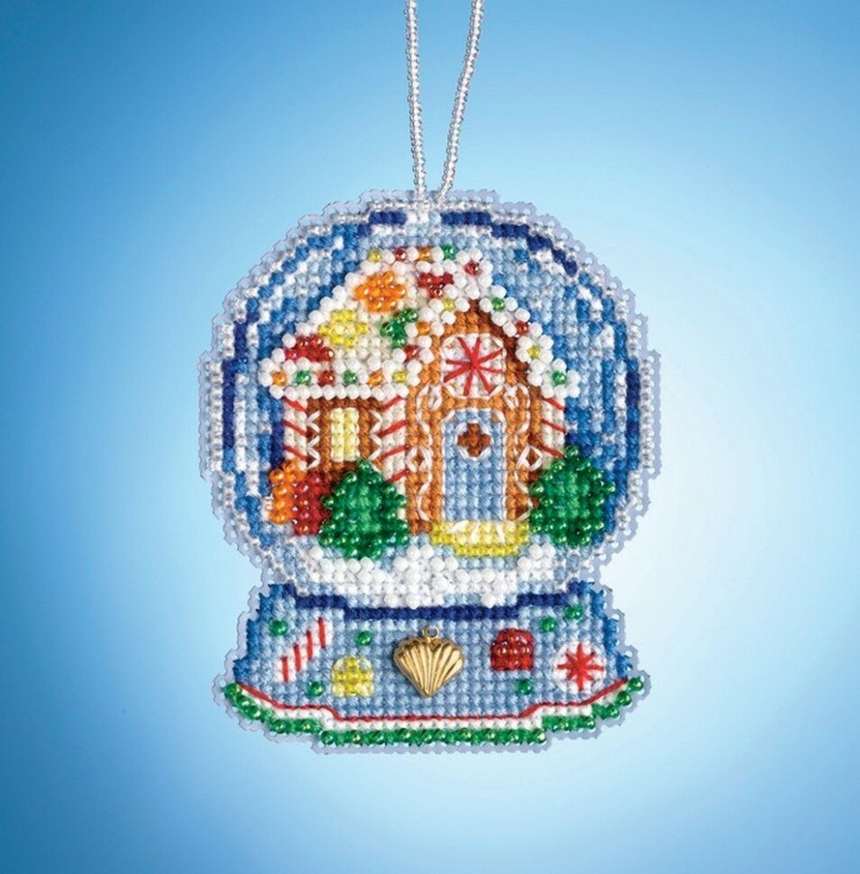 Набор для вышивания Mill Hill #MH161932 Gingerbread House Globe (Шар Пряничный домик), Счетный крест, 6.3 x 8.3 см