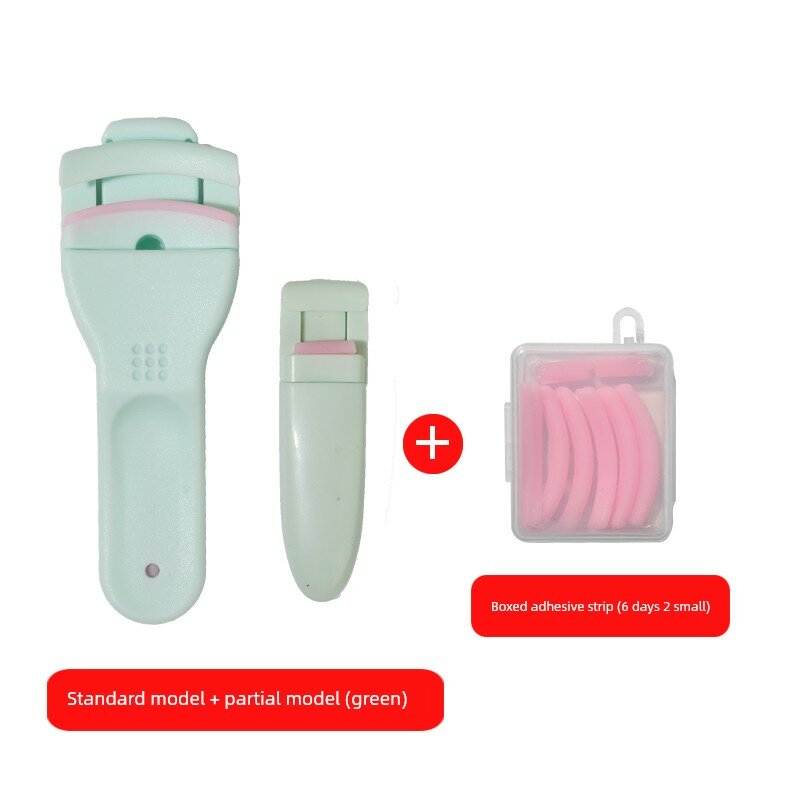 Marian Beginner Wide-Angle Local Eyelash Curler Classic Combo Set Green with 8 Adhesive Strips