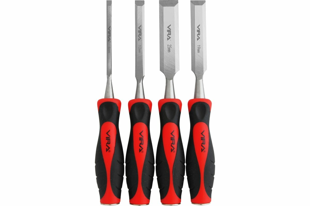 VIRA Набор плоских стамесок 4 шт 6/12/19/25 мм для резьбы по дереву, код 811044