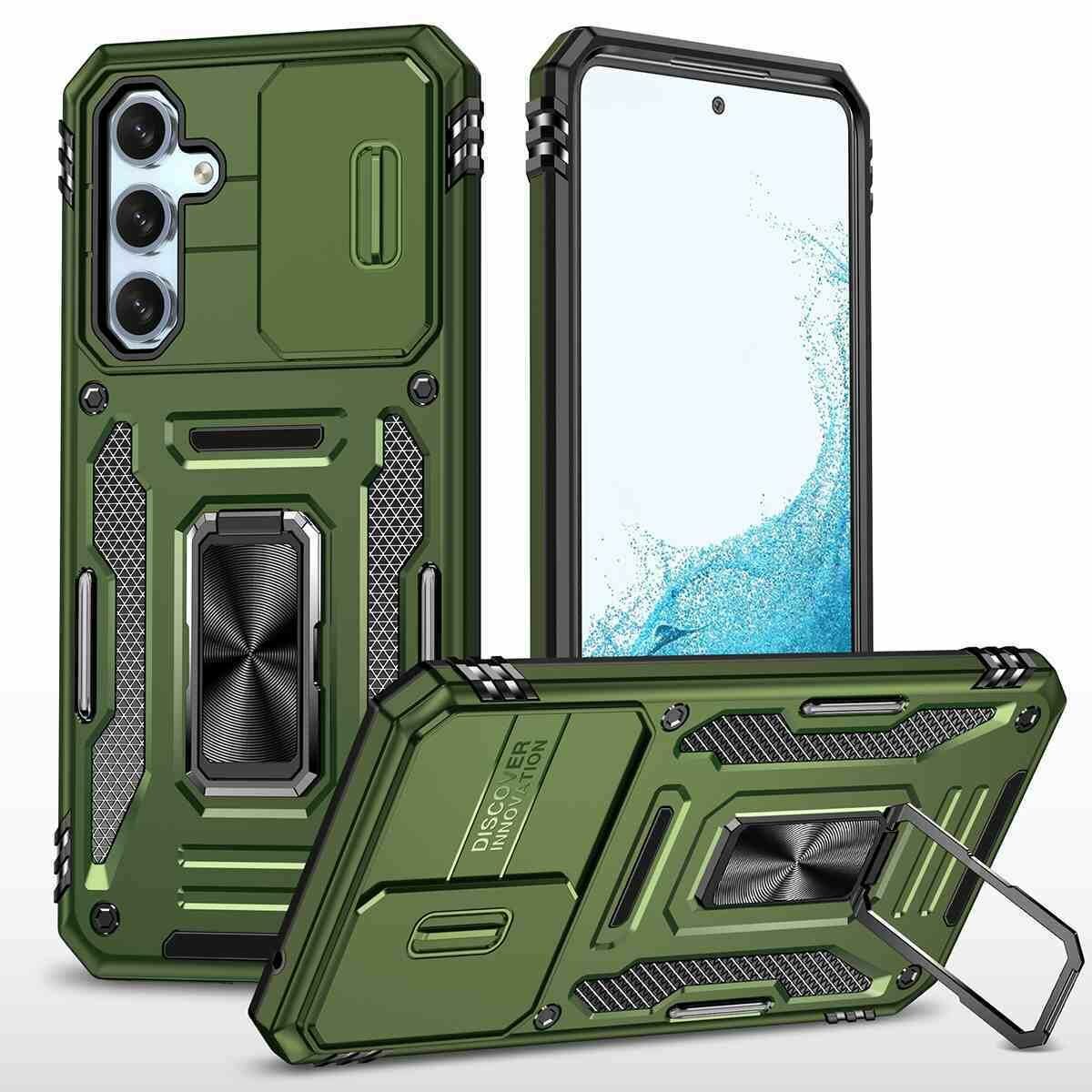 Чехол Safe Case с кольцом и защитой камеры для Samsung Galaxy A54 темно-зелёный