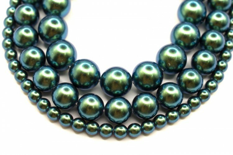 Жемчуг Preciosa Maxima, цвет pearlescent peacock green, 10мм, 704-035, 5шт