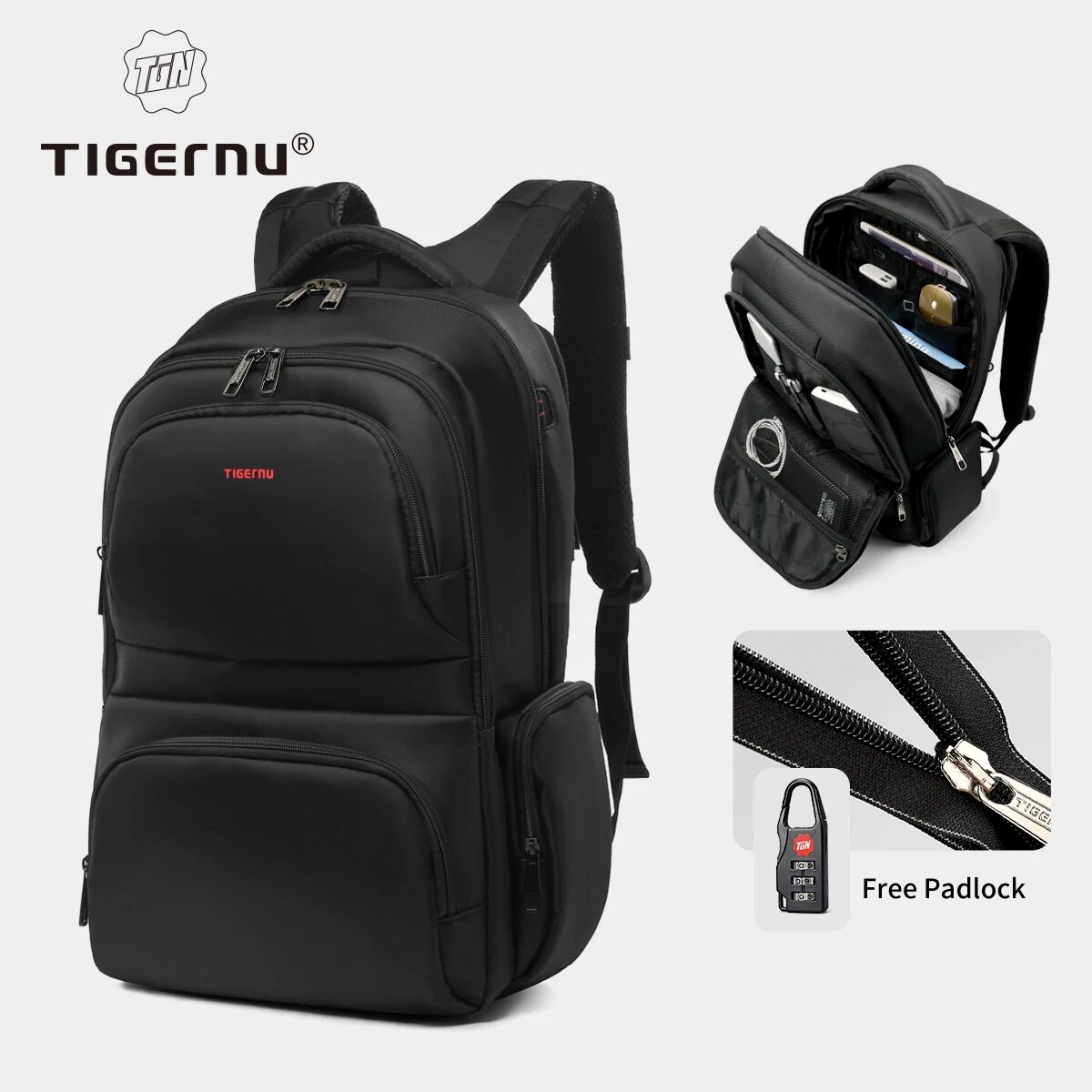 Рюкзак Tigernu Из Нейлона, Водонепроницаемый, С Защитой От Краж, Для Ноутбука 15,6 Дюймов, Для Женщин