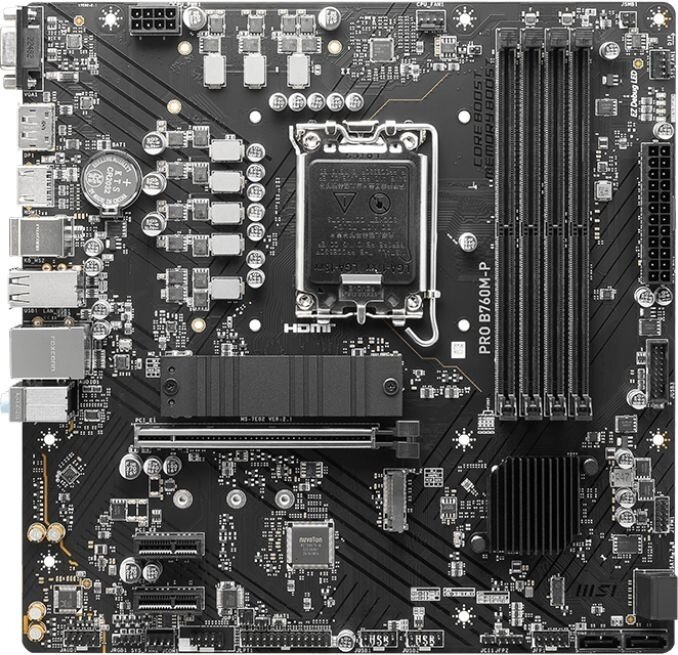 Материнская плата MSI PRO B760M-P, DDR5, поддержка процессоров Intel, пассивное охлаждение