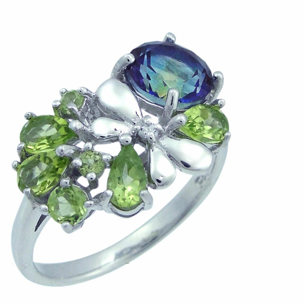 Кольцо тонкое, серебро, 925 проба, родирование, кварц