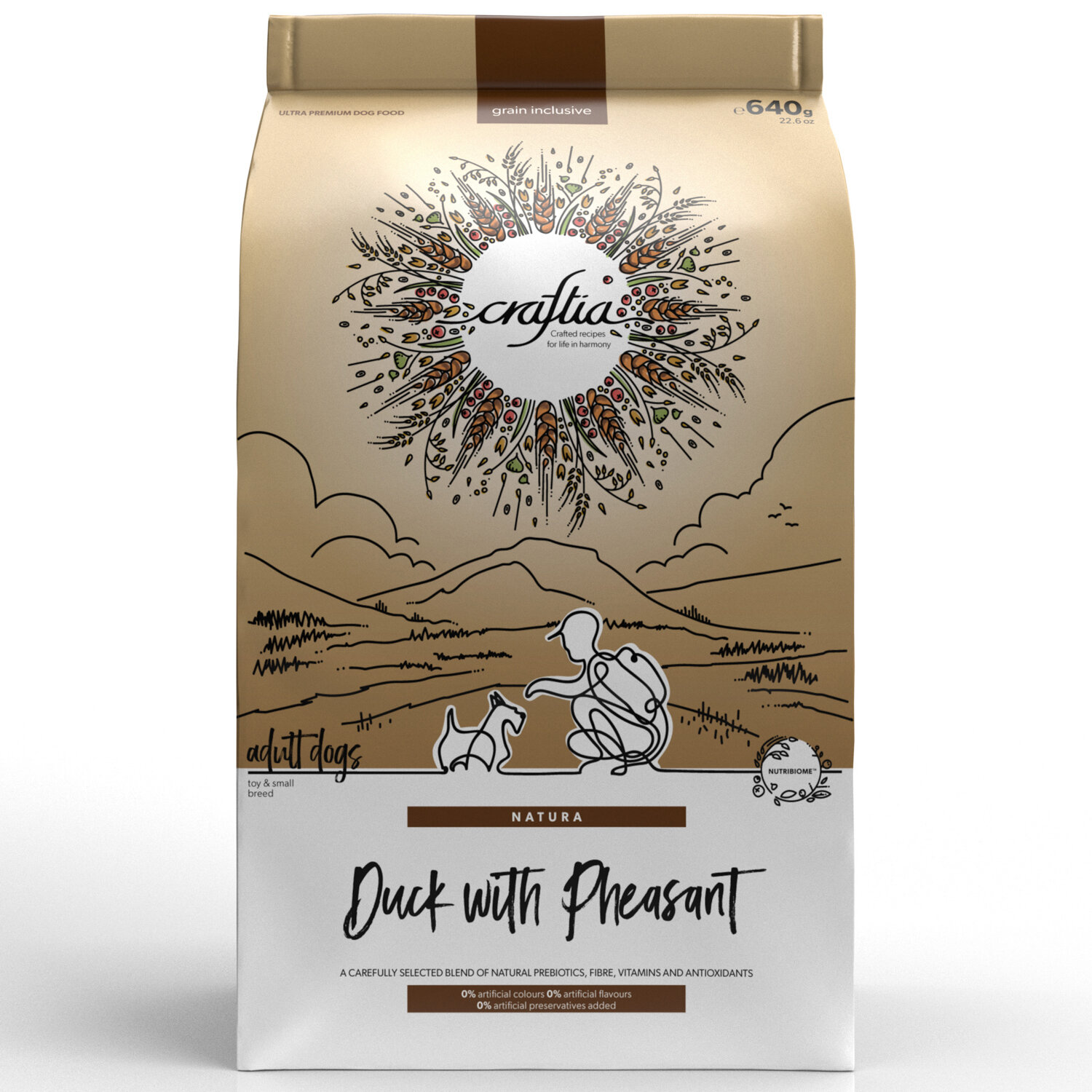 CRAFTIA HARMONA сухой корм для взрослых собак миниатюрных и мелких пород из утки с фазаном 640 г