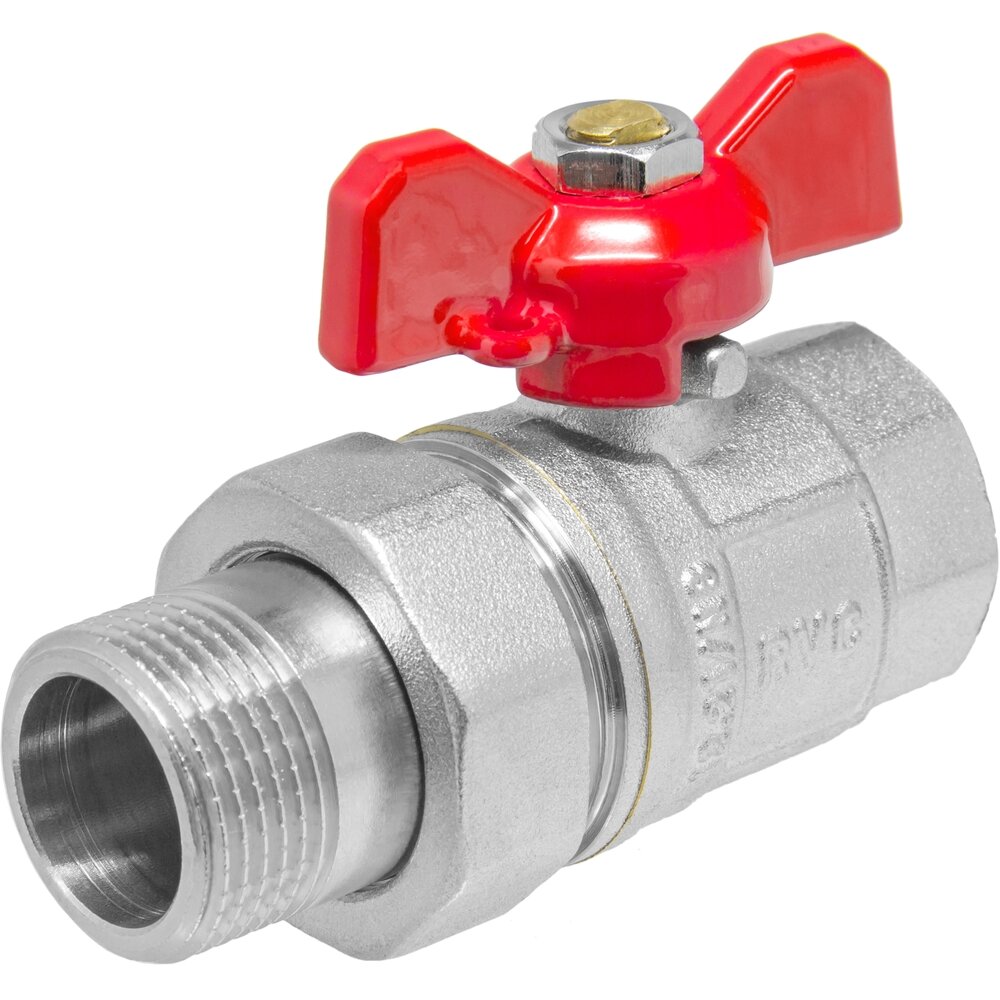 Кран шаровый с полусгоном (американкой) 3/4" бант