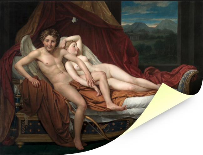 "Купидон и Психея", Давид Жак Луи, картина для интерьера (репродукция) (40х30 см / без подрамника)