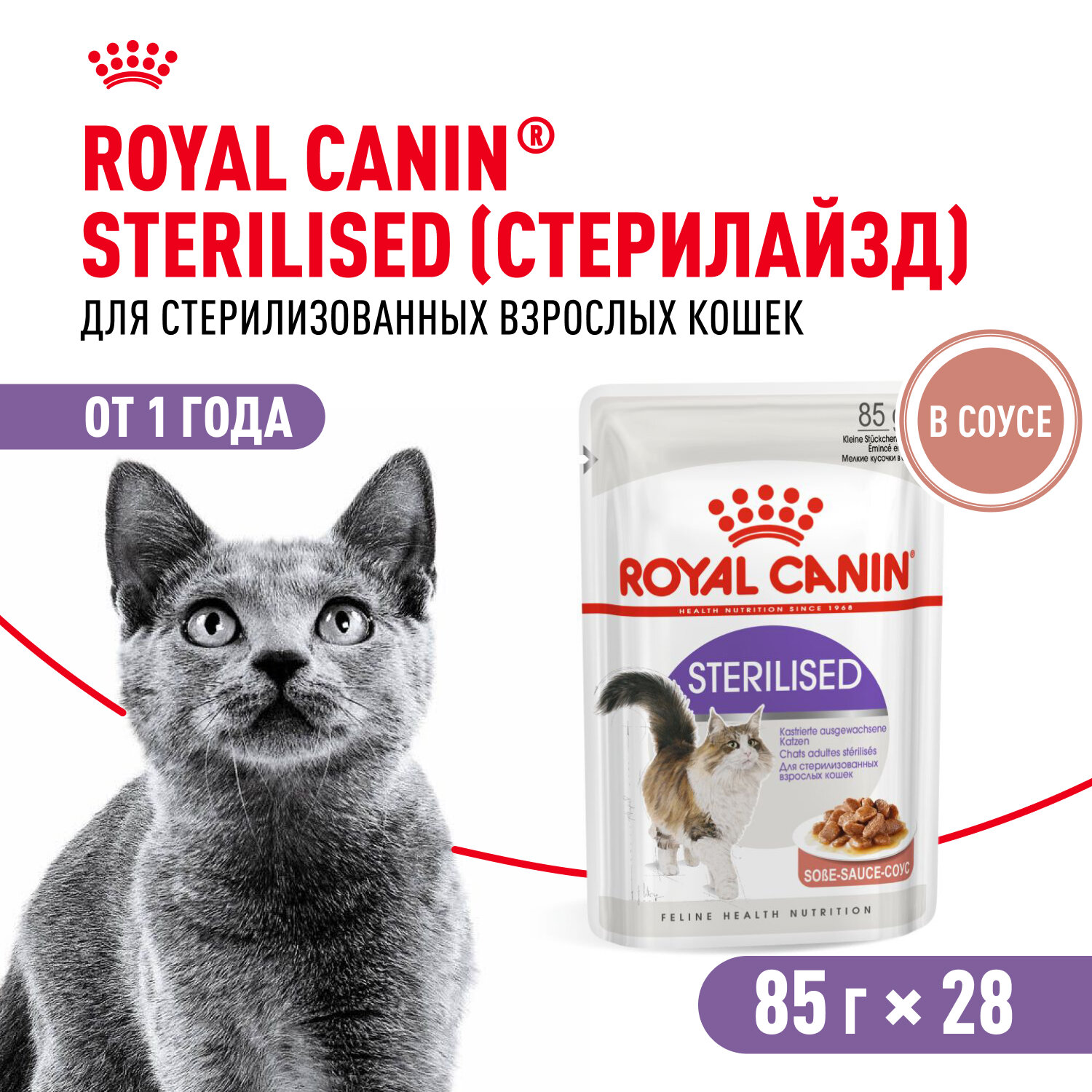 Влажный корм для стерилизованнных кошек Royal Canin Sterilised в соусе ...
