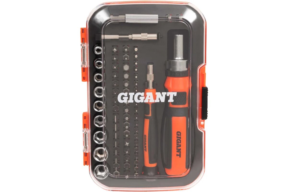 Gigant Набор отверток реверсивных с эргономичной ручкой и насадками в боксе 68 предметов