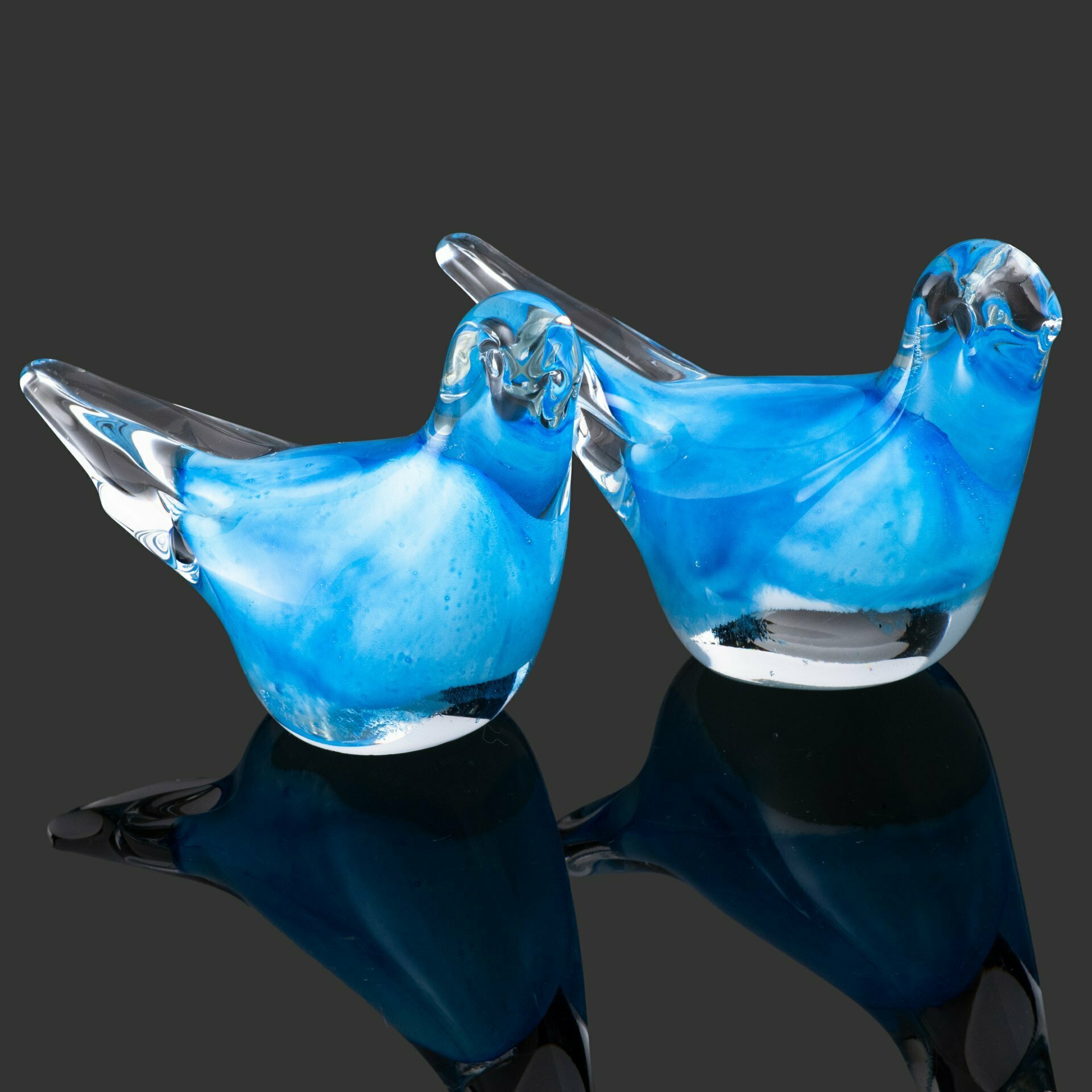 Статуэтки "Пара голубей", стекло, гутная техника, Муранское стекло, Италия