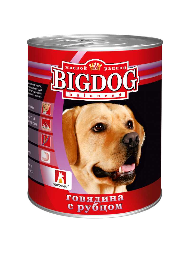 Зоогурман Консервы для собак "BIG DOG" Говядина с рубцом, 850г