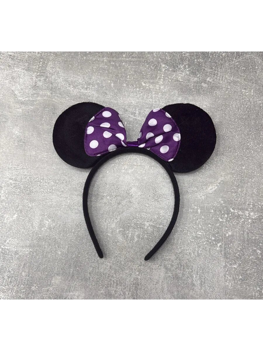 Ободок ушки мышки плюшевый с бантиком Микки Маус