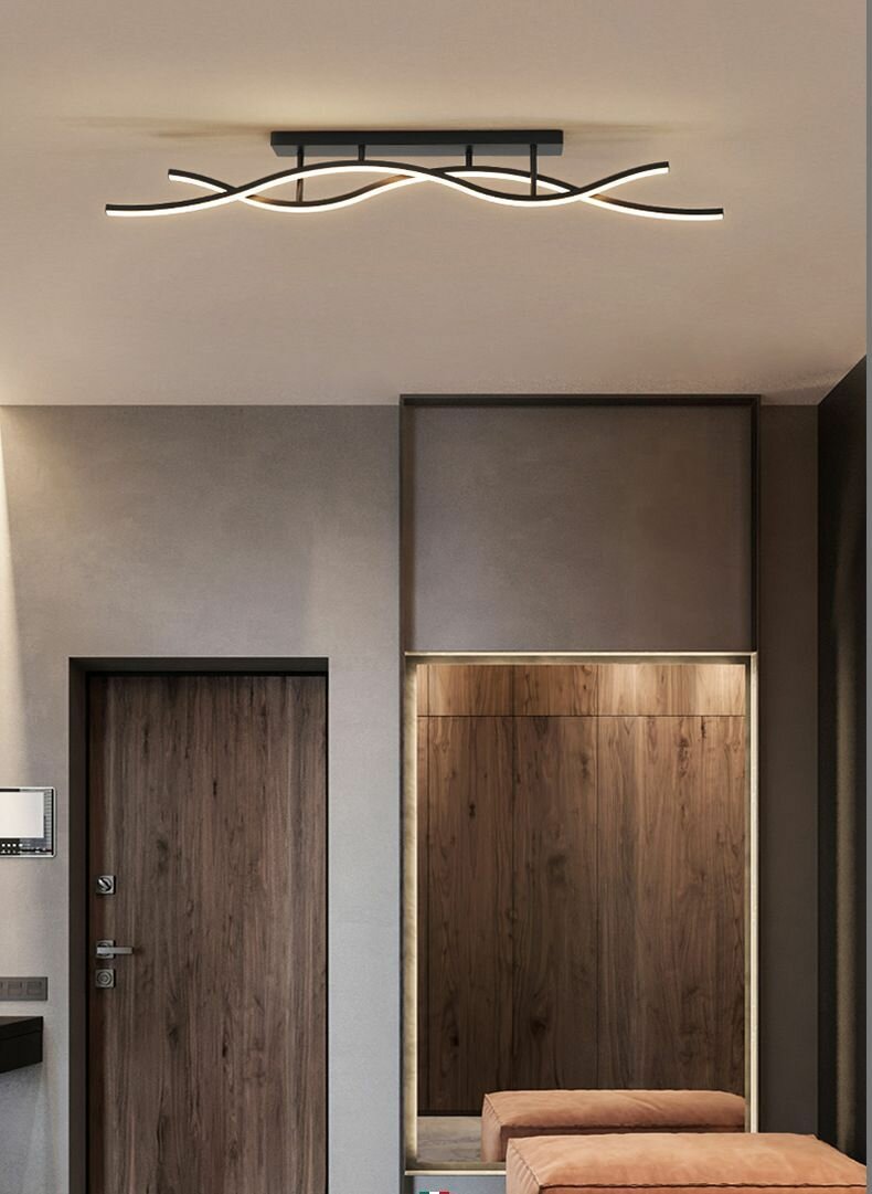 Потолочная лампа IWANTDO LLBD149, Черный, LED, Диммируемая с Дистанционное управление, для Гостиная Спальня Столовая, L80см 20Вт 8-12 кв. м — фото 1