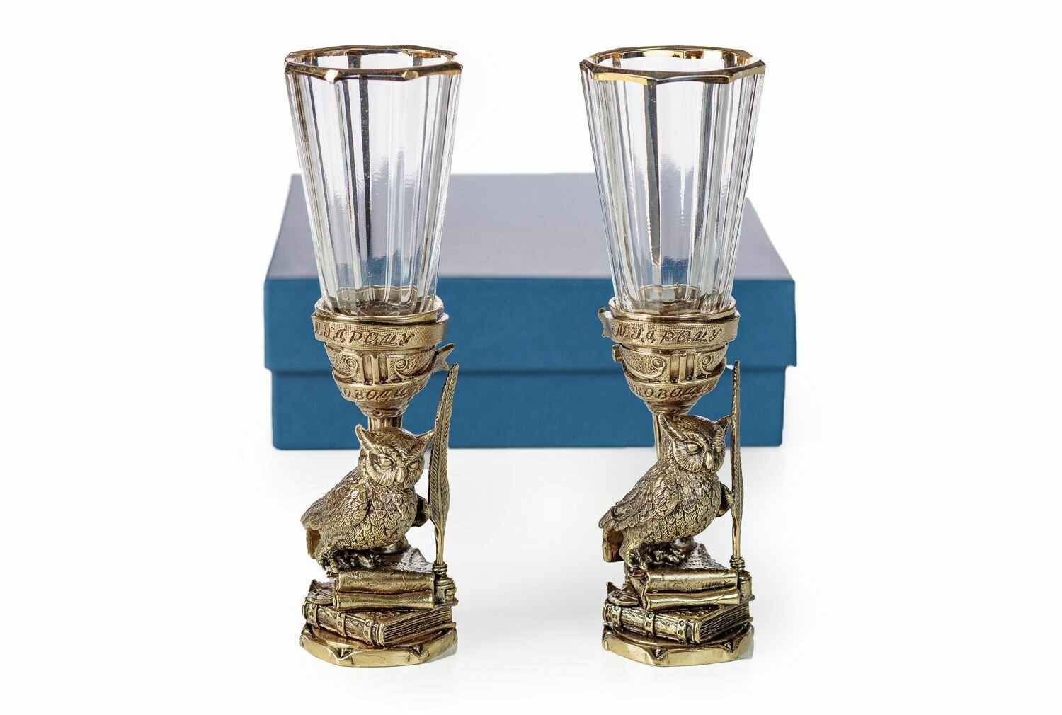 Набор рюмок-лафитников для мужчины "Мудрому руководителю" в подарочной коробке. Авторская работа Россия.