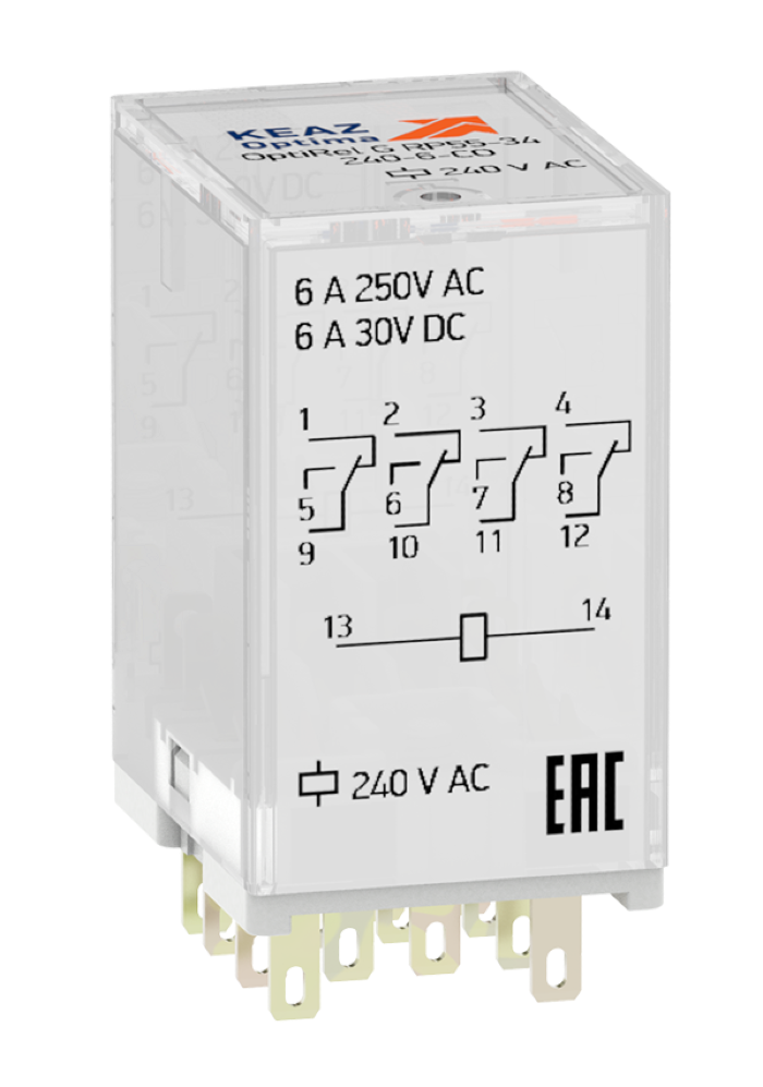 Реле промежуточное КЭАЗ OptiRel G RP55-34-240-6-CO/I, 281116 / электрика