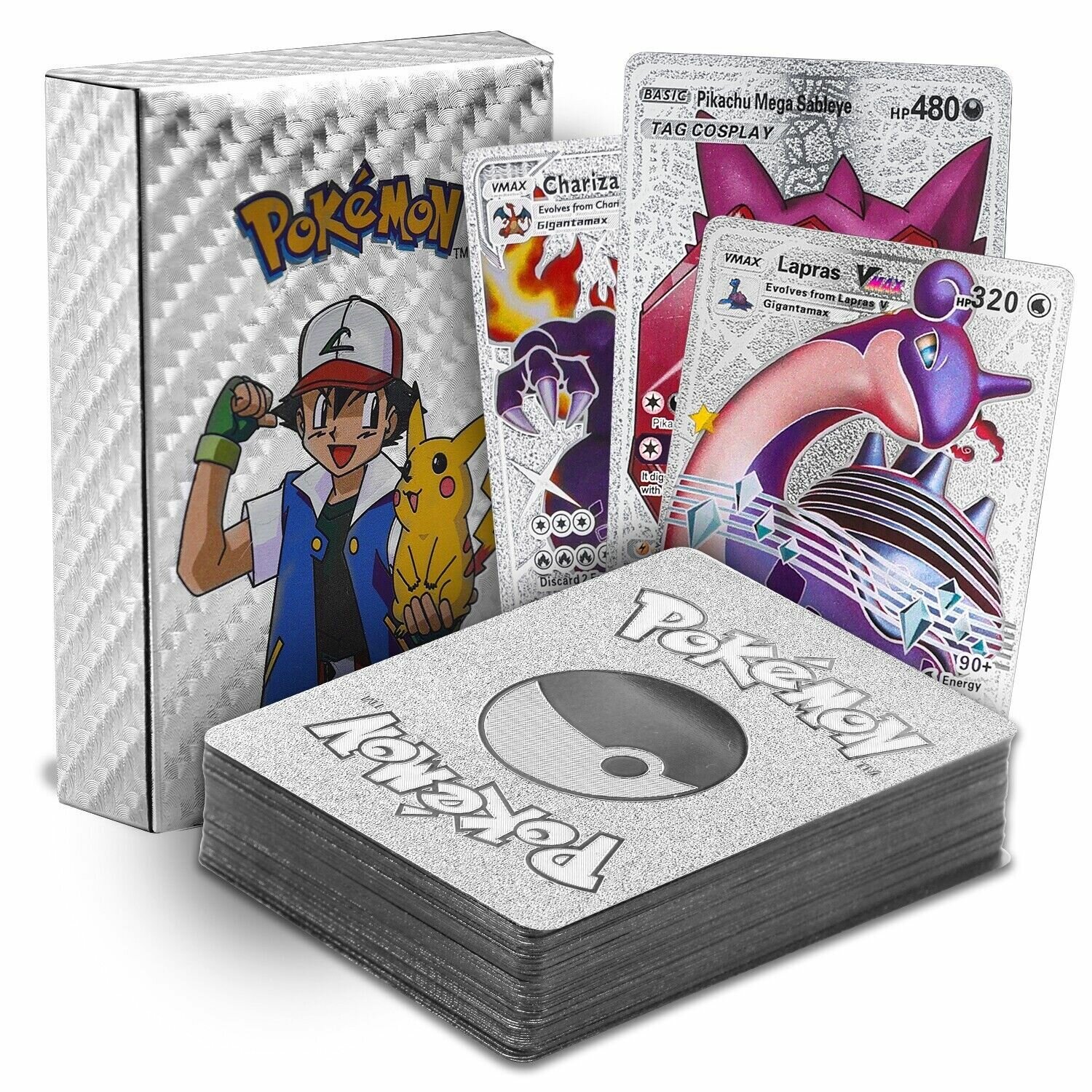 Карточки Коллекционные "Pokemon", Покемон Карты 55шт Серебристый