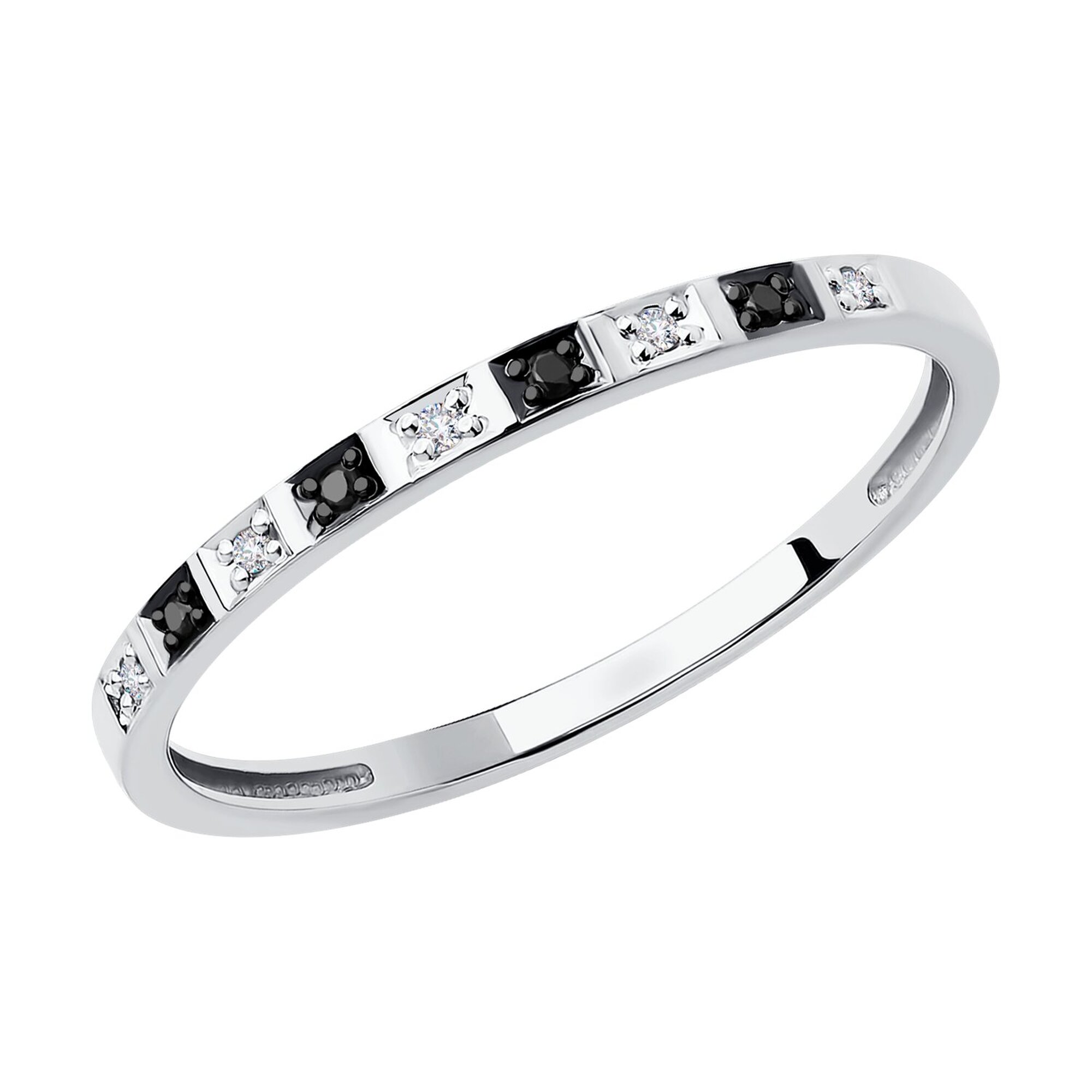 Кольцо дорожка, белое золото, 585 проба, бриллиант