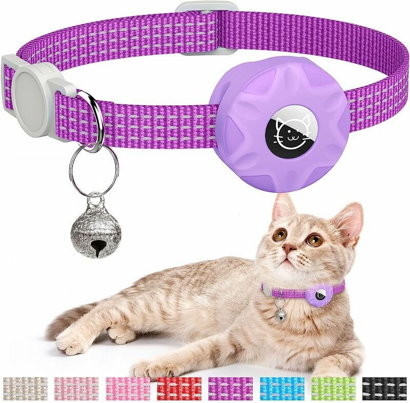 Силиконовый ошейник для животных защитный чехол для трекера Apple AirTag, Anti-lost Pet Dog Tracking Locator, чёрный
