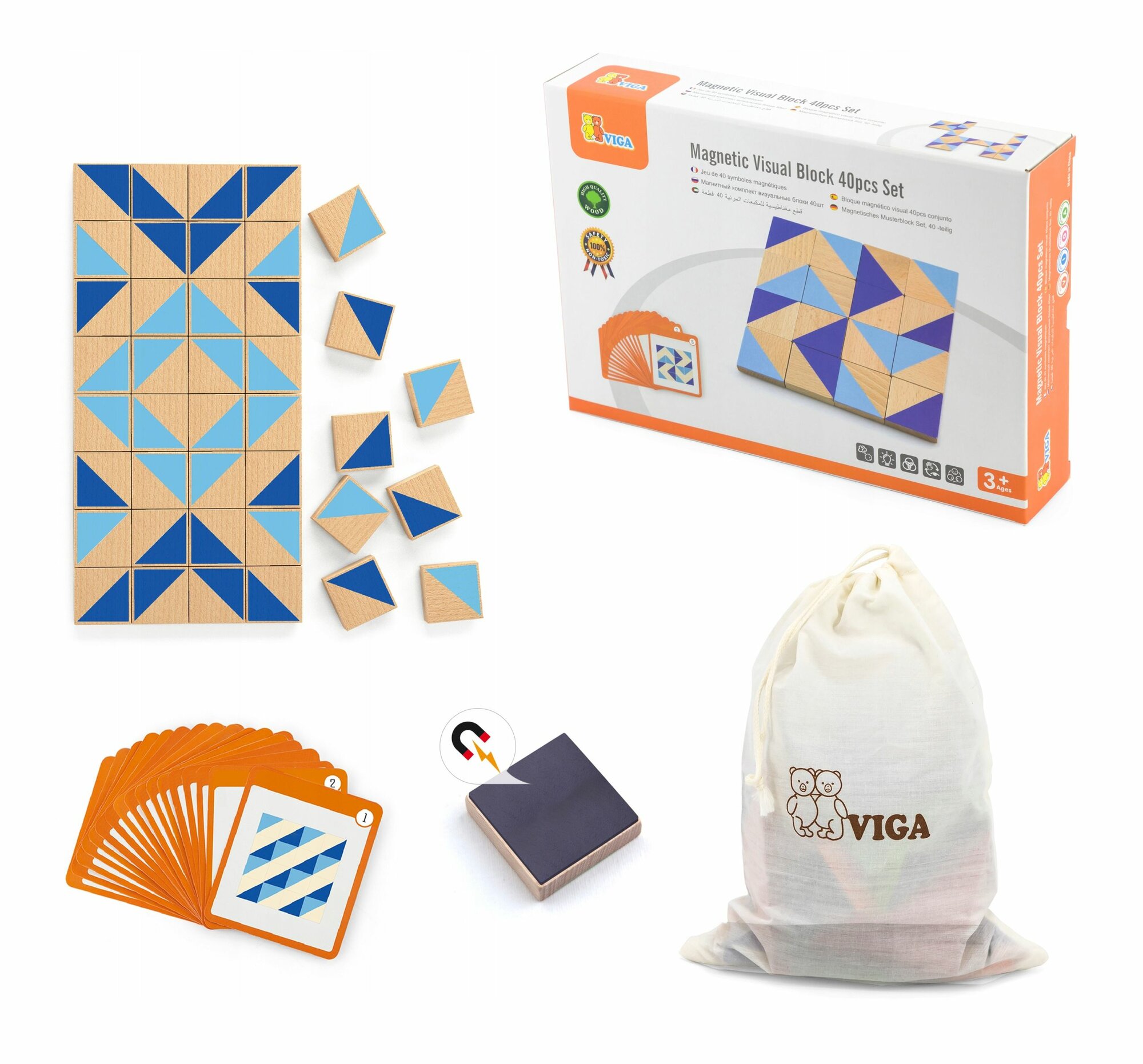 Пазлы для малышей Viga - Деревянная магнитная сенсорная мозаика - Вига 50642